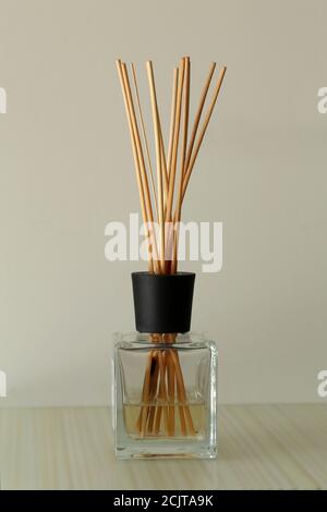 Air refresher with sticks in bottle isolated on white background Stock ...