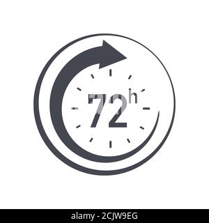 72h icon. Flat vector illustration in black on white background Stock ...