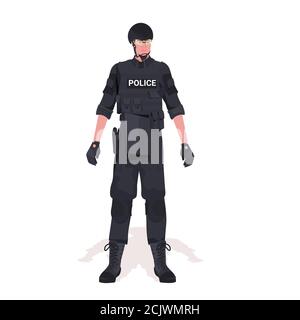 policeman in full tactical gear riot police officer holding baton ...