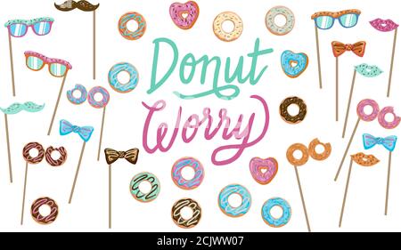 Photo booth props Donut, Printable Donut Photo Booth Props, Donut ...