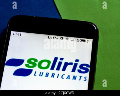 In this photo illustration a Soliris logo seen displayed on a ...