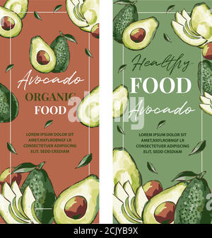 Background for avocado oil label, packaging. Illustration of fresh ...