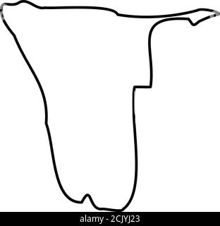 Namibia - solid black outline border map of country area. Simple flat ...