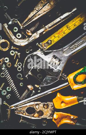 Collection of Old Bolt, Screws, Nuts Engineering Metal Tools on White ...