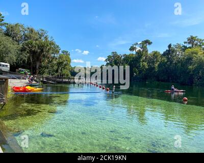Dunnellon, FL/USA - 9/2/20: People kayaking from KP Hole County park ...