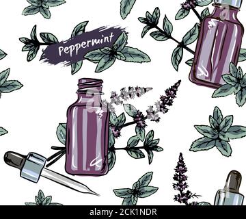 Organic cosmetic bottles pattern. Seamless print with skin care and ...