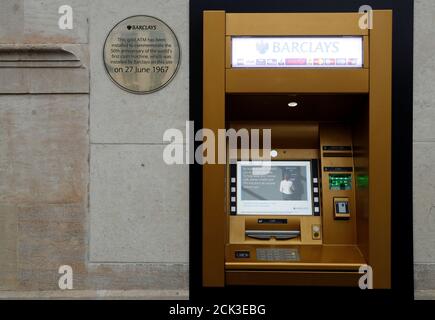 Enfield. Barclays Bank London. World's first ATM was installed in this ...