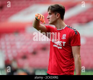 Sol Brynn of Middlesbrough warms up prior to the Carabao Cup match ...