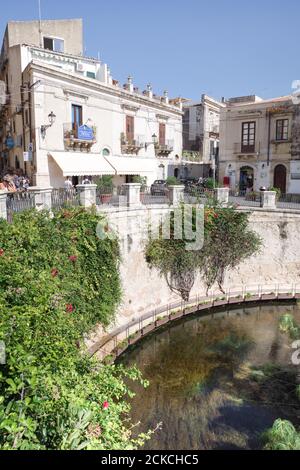 Fountain of Arethusa ortigia island sicily architectural background ...