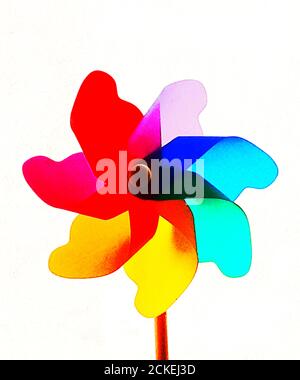 Blue pinwheel isolated against white background Stock Photo - Alamy
