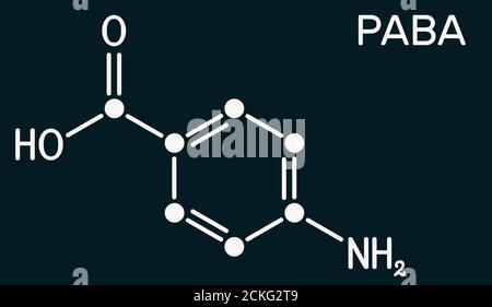 4-Aminobenzoic acid, p-Aminobenzoic acid, PABA molecule. It is ...