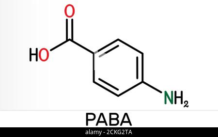 4-Aminobenzoic acid, p-Aminobenzoic acid, PABA molecule. It is ...