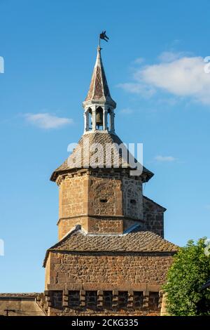 Belfry of medieval city of Besse en Chandesse village, Puy de Dome ...