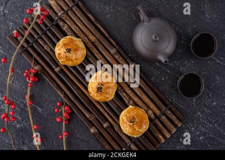 Design concept of Moon cake yolk pastry, mooncake for Mid-Autumn ...