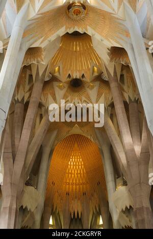Modern interior design with bionic architectural column made of layered ...