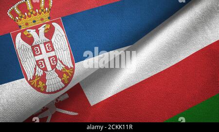 Oman and Serbia two flags textile cloth, fabric texture Stock Photo - Alamy