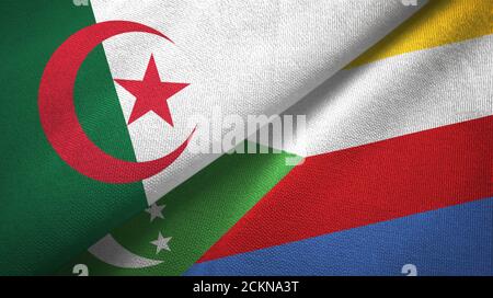 Comoros and Algeria two flags textile cloth, fabric texture Stock Photo ...