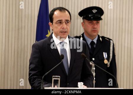 New Cyprus president Nikos Christodoulides stands with his wife ...
