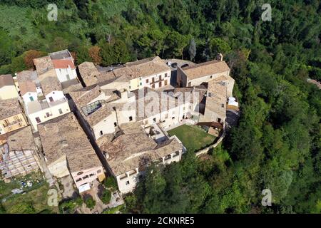 Aerial view of Crecchio small medieval village in province of Chieti ...