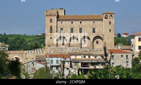 Vew of Crecchio castle small medieval village in province of Chieti ...