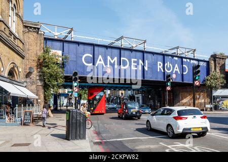 Camden Road Overground station and railway bridge, Camden Town, London ...