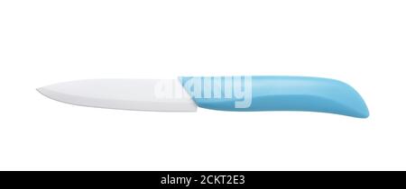 Side view of white blade ceramic kitchen knife isolated on white Stock ...