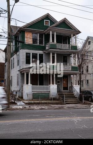 The abandoned house in poor neighborhood, full of slums, Palermo ...