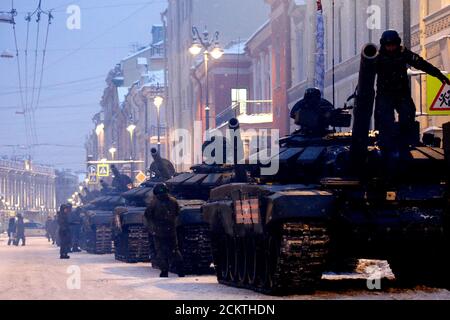 SAINT-PETERSBURG, RUSSIA - JANUARY 24, 2019: Fighting vehicles of the ...