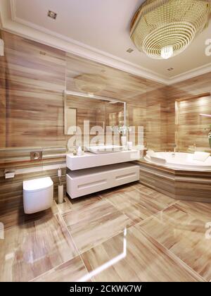 Luxury bathroom with jacuzzi. 3d render Stock Photo - Alamy