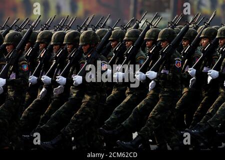 Thai soldiers parade during the Royal Thai Armed Forces Day ceremony at ...