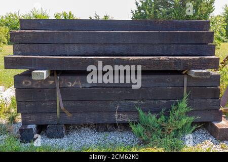Stack of railroad ties Stock Photo - Alamy