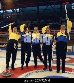 Members of the Team GB womens Curling team for the winter Olympics in ...