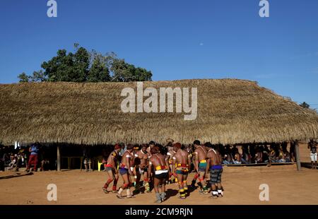 Xingu Indigenous Park, Mato Grosso, Brazil. Aldeia Matipu. Preparing ...
