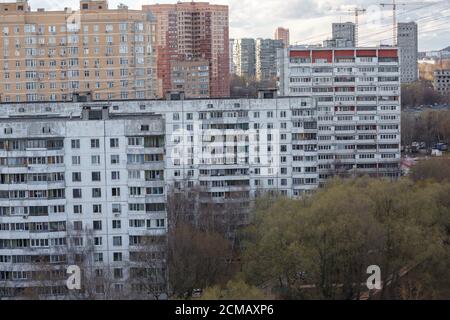 Old soviet concrete residential buildings in Dushanbe, capital of ...
