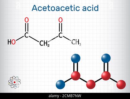 Acetoacetic acid, diacetic, oxobutanoic acid molecule. It is a ketone ...