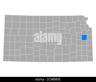 Map of Franklin in Kansas Stock Photo - Alamy