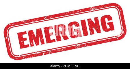 EMERGING red grungy rectangle stamp sign Stock Photo - Alamy