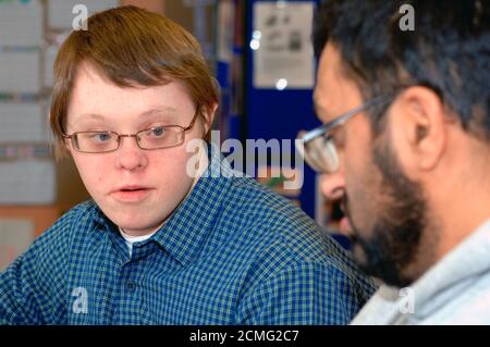 Men with learning disabilities in community centre; Bradford; Yorkshire ...