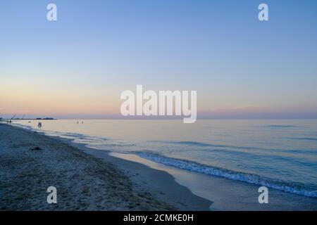 rimini beach beautiful sunset with bright colors and sea Stock Photo ...