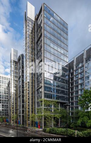 Reflection of London Wall 88 in the building on Staining Lane from the ...
