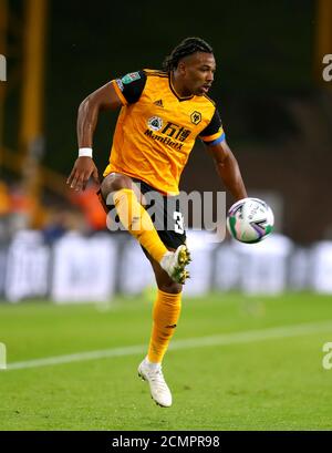 Adama Traore of Wolverhampton Wanderers in action with Marcos Alonso of ...