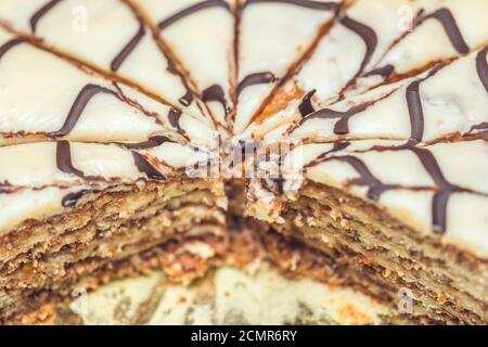Esterhazy torte cake cut into pieces . Authentic recipe, hungarian and ...
