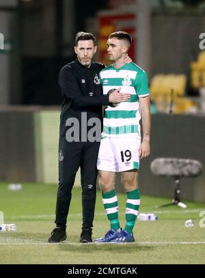 Shamrock Rovers manager Stephen Bradley appears dejected after losing ...