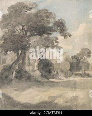 'Trees in a Meadow' by John Constable is a painting that captures the ...