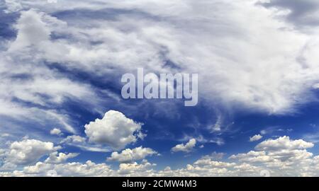 Panorama of daytime sky with clouds. Sky background, daylight sky with ...