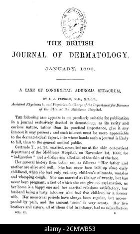 John James Pringle, A case of congenital adenoma sebaceum (British ...