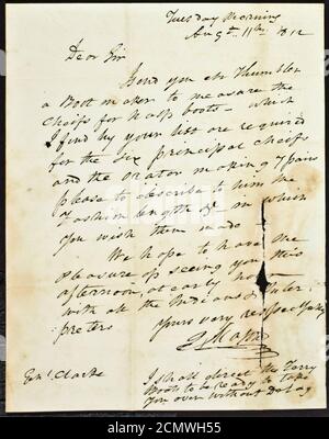 John Mason letter to William Clark, 1812 Stock Photo - Alamy