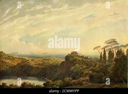 'The Lake of Nemi' by John Robert Cozens depicts the serene and ...