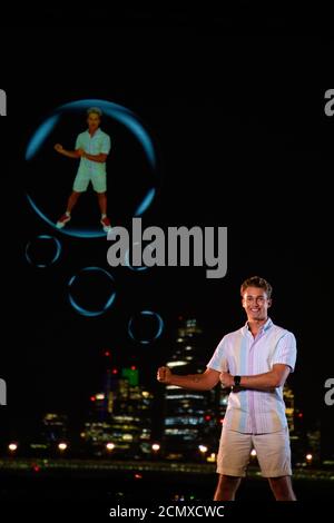 EDITORIAL USE ONLY Bubl - the new face of O2 appears as a hologram in ...