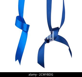 Dark blue satin ribbon isolated on white background Stock Photo - Alamy